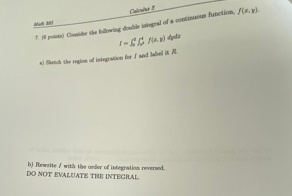 Solved Calculus 3 Math 985 1 7. (6 points) Consider the | Chegg.com
