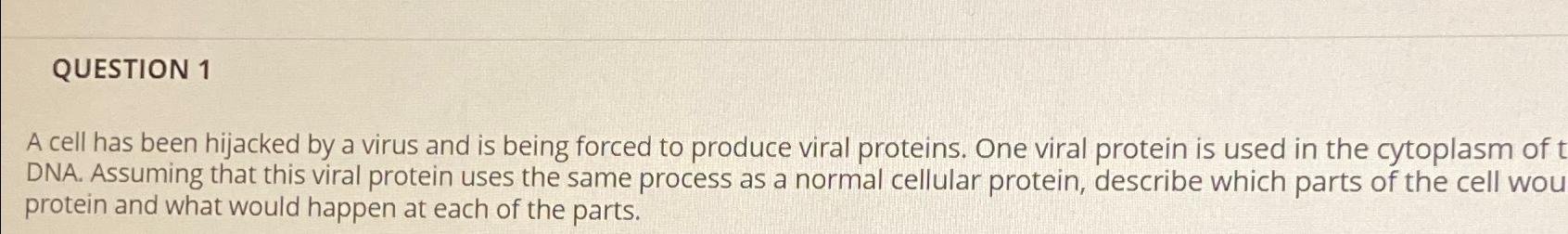 Solved QUESTION 1A cell has been hijacked by a virus and is | Chegg.com