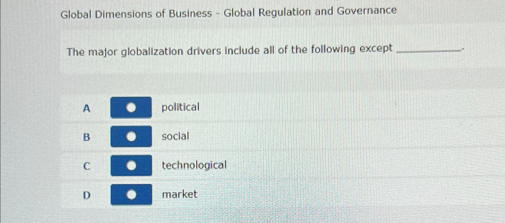 Solved Global Dimensions of Business - ﻿Global Regulation | Chegg.com