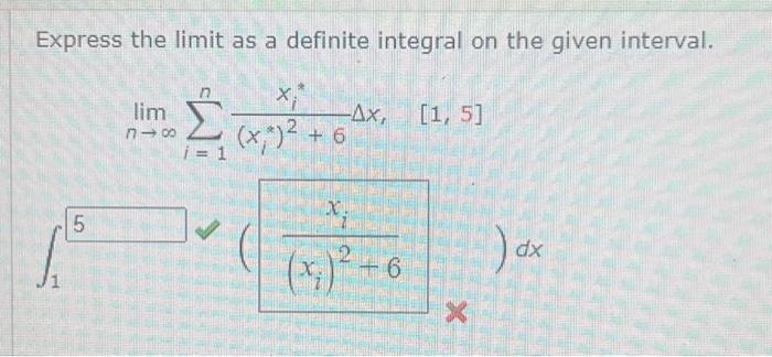 Solved Express the limit as a definite integral on the given | Chegg.com