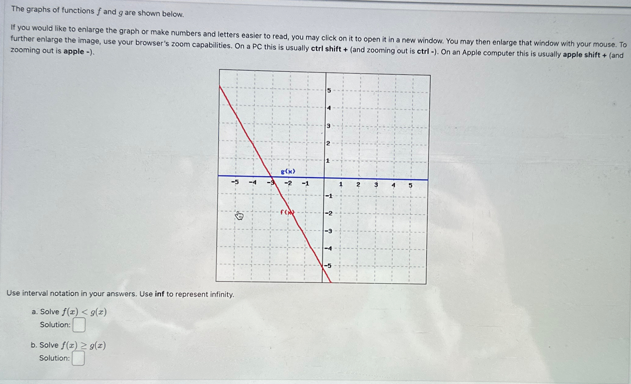 Solved The graphs of functions f ﻿and g ﻿are shown below.If | Chegg.com