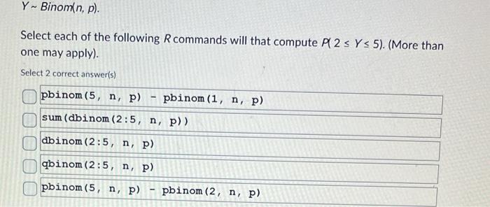 Solved Select each of the following R commands will that | Chegg.com