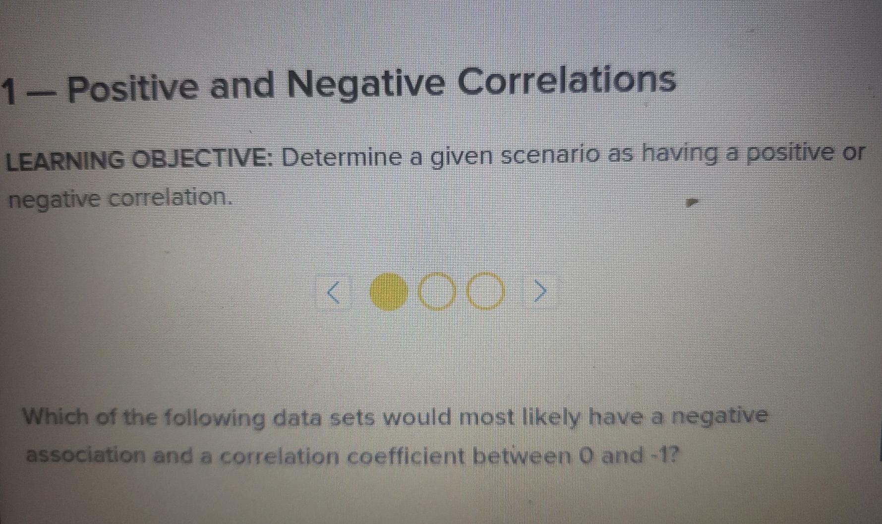 Solved 1 - Positive and Negative Correlations LEARNING | Chegg.com