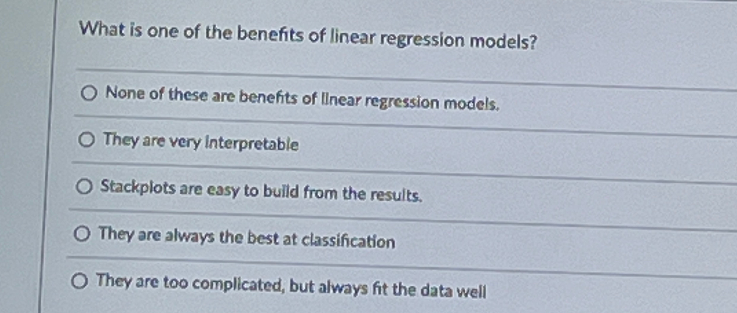Solved What is one of the benefits of linear regression | Chegg.com