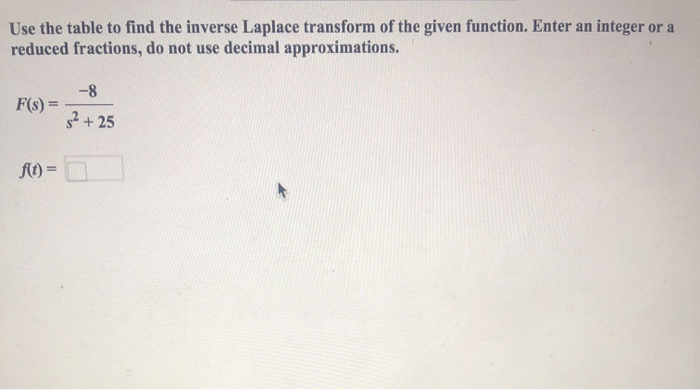 Solved Use the table to find the inverse Laplace transform | Chegg.com
