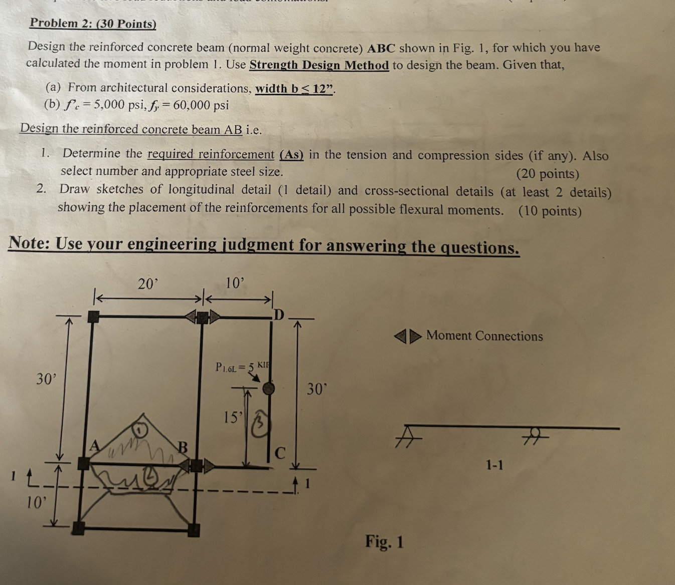Solved Problem 2: (30 ﻿Points)Design the reinforced concrete | Chegg.com