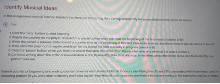 Identify Musical Ideas (1) liny I Click the 'pioy" | Chegg.com
