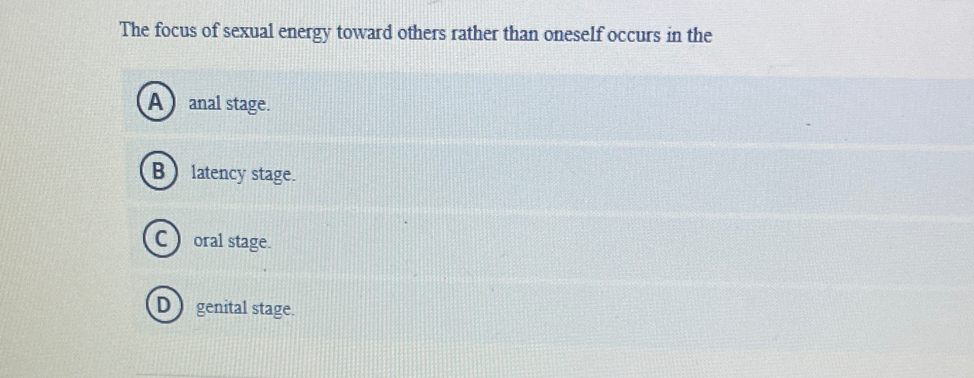 Solved The focus of sexual energy toward others rather than | Chegg.com