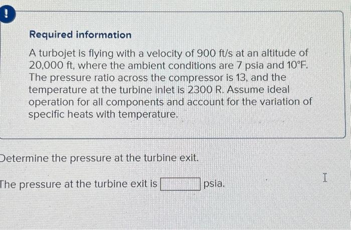 Solved Required information A turbojet is flying with a | Chegg.com