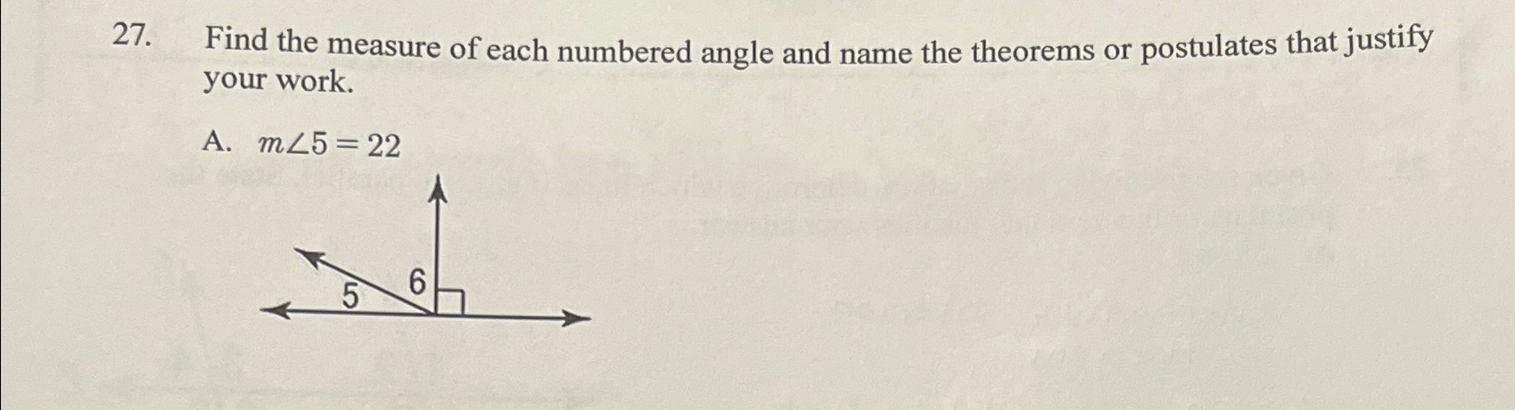 Solved Find the measure of each numbered angle and name the | Chegg.com