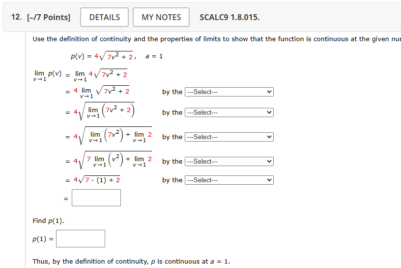 Solved [-7 ﻿Points]Use the definition of ﻿continuity and the | Chegg.com