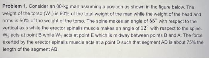 Solved Consider an 80-kg man assuming a position as shown in | Chegg.com