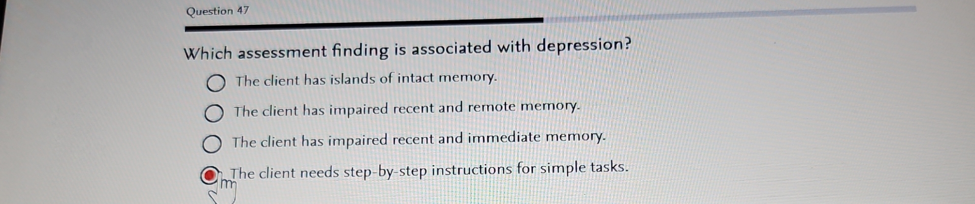 Solved Question 47Which assessment finding is associated | Chegg.com