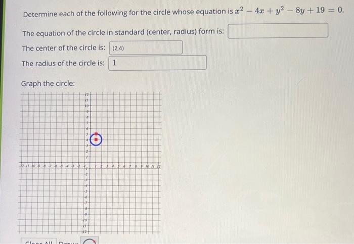 Solved Determine each of the following for the circle whose | Chegg.com