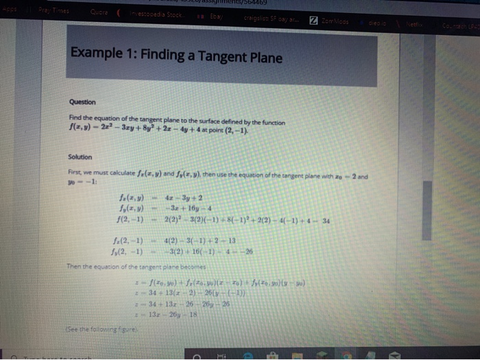 Solved Find the equation of the tangent plane to a surface | Chegg.com