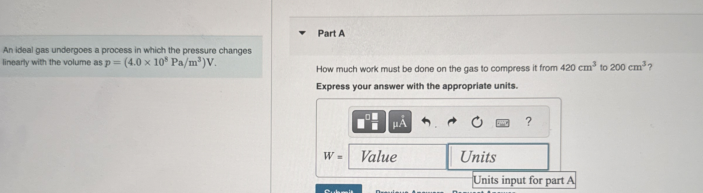An ideal gas undergoes a process in which the | Chegg.com