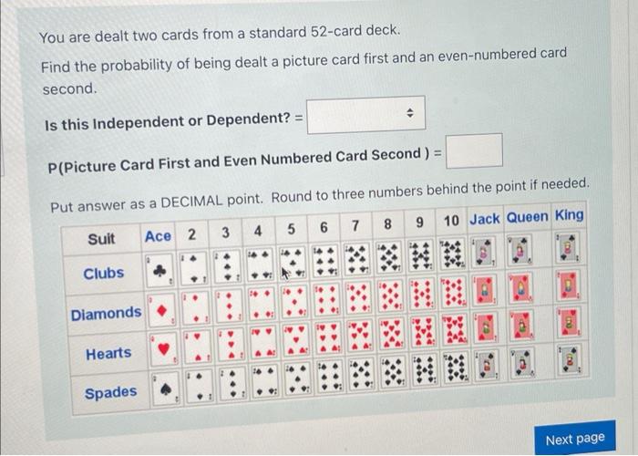 Solved You are dealt two cards from a standard 52-card deck. | Chegg.com