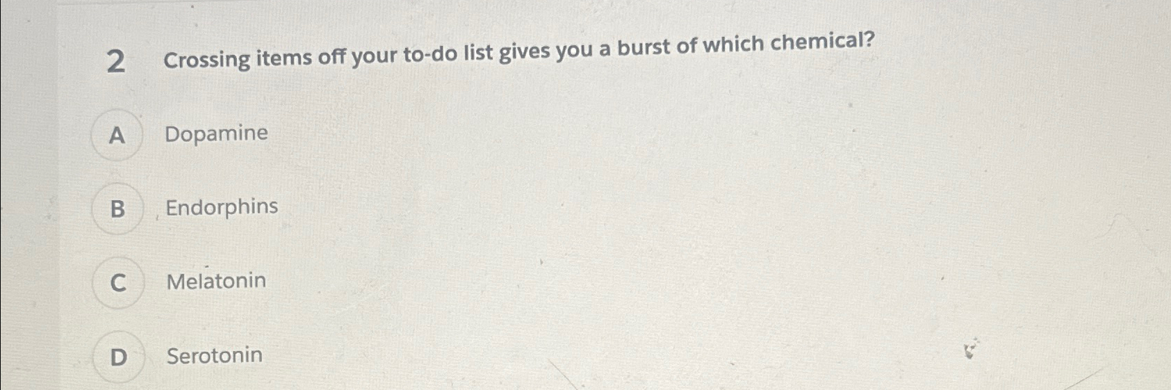 Solved 2 ﻿Crossing items off your to-do list gives you a | Chegg.com