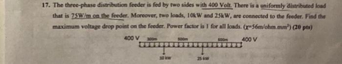 17. The three-phase distribution feeder is fed by two | Chegg.com