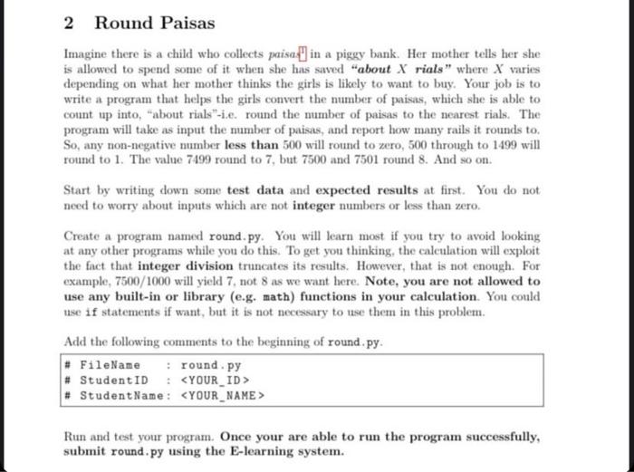Solved 2 Round Paisas Imagine there is a child who collects | Chegg.com