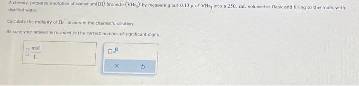 Solved A chemist prepares a solution of vanadium(III) | Chegg.com