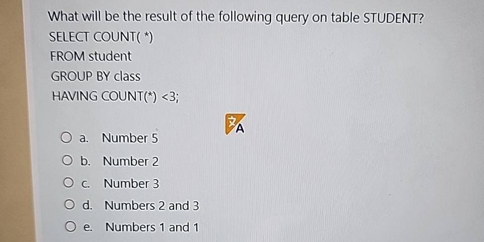 Solved What will be the result of the following query on | Chegg.com