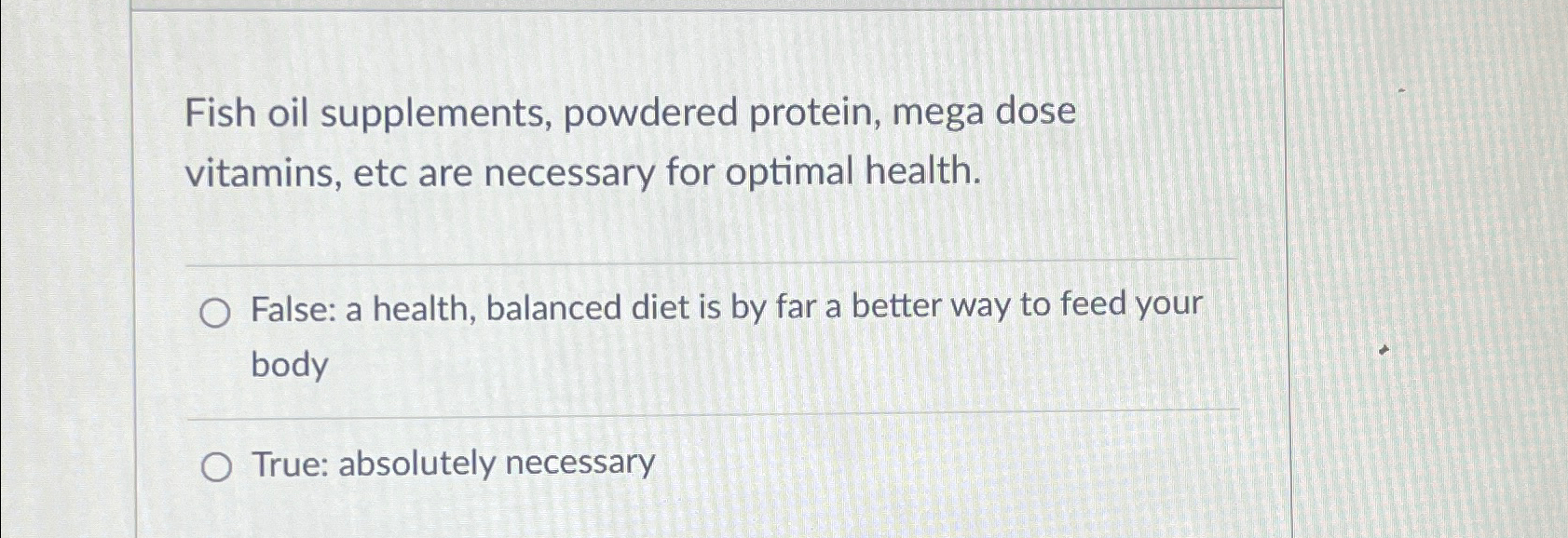 Solved Fish oil supplements, powdered protein, mega dose | Chegg.com