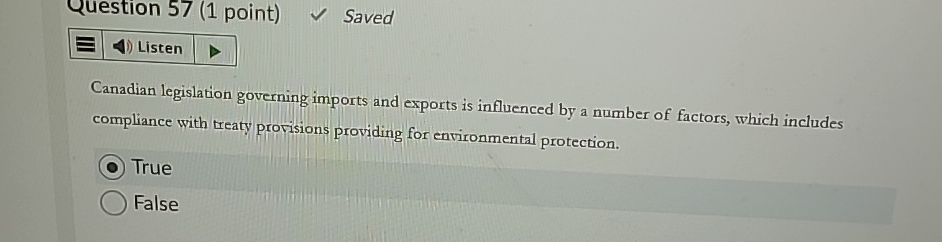 Solved Question 57 (1 ﻿point) ﻿SavedListenCanadian | Chegg.com