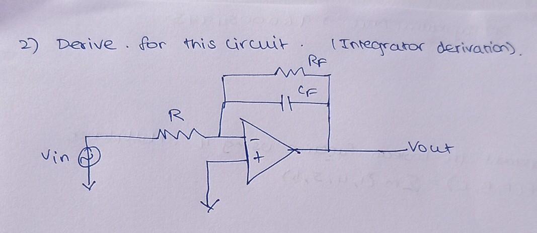 Solved 2) Derive for this circuit ( Integrator derivation) | Chegg.com