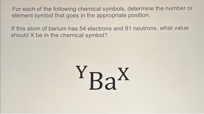 Solved For each of the following chemical symbols, determine | Chegg.com