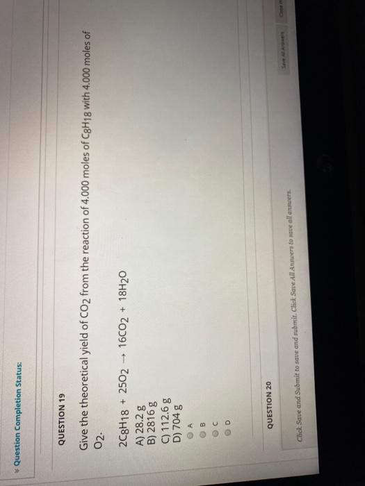 Solved Question Completion Status: QUESTION 19 Give the | Chegg.com