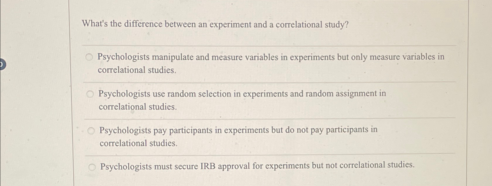 Solved What's the difference between an experiment and a | Chegg.com
