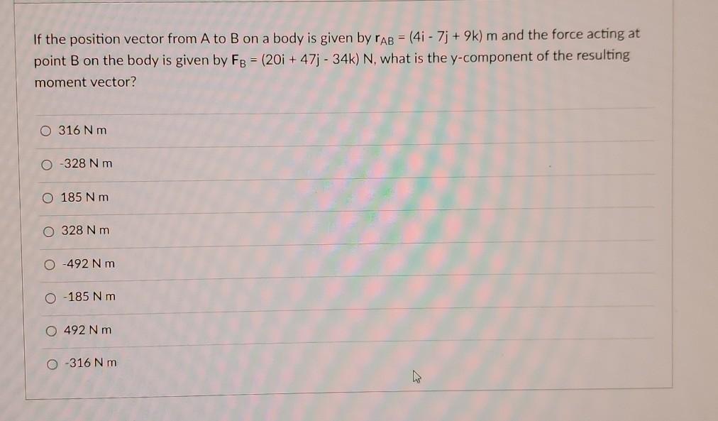 Solved If the position vector from A to B on a body is given | Chegg.com