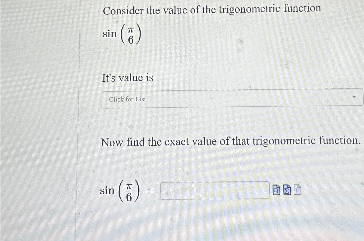 Solved Consider the value of the trigonometric | Chegg.com