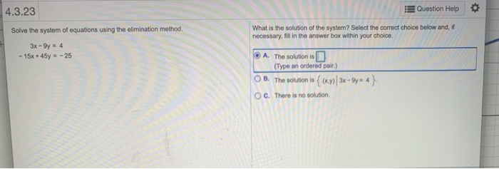 Solved 4.3.23 Question Help Solve the system of equations | Chegg.com