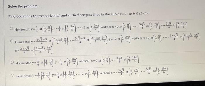 Solved Find equations for the horizontal and vertical | Chegg.com