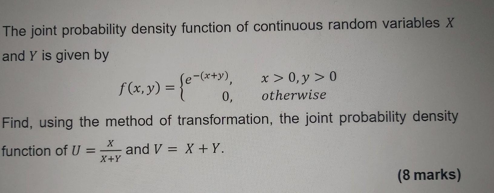 Solved The joint probability density function of continuous | Chegg.com