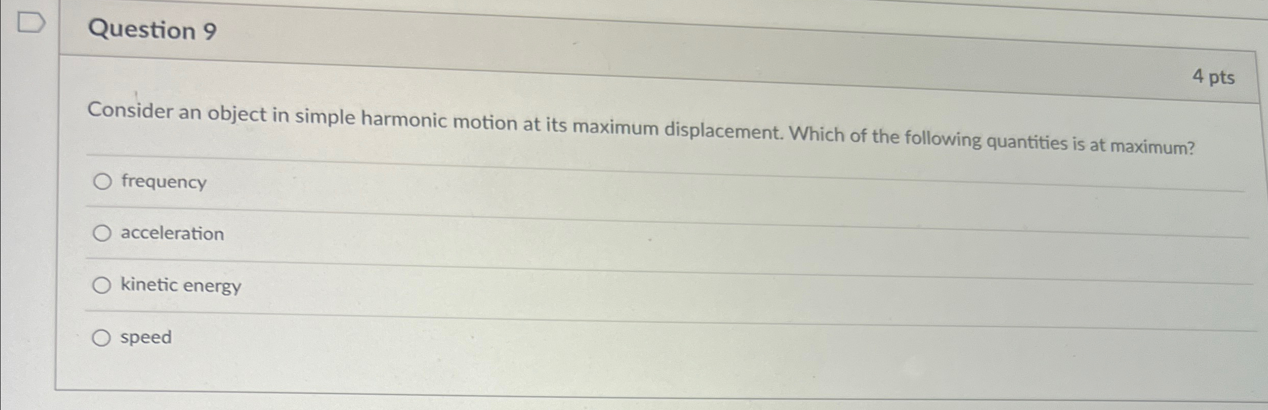 Solved Question 94 ﻿ptsConsider an object in simple harmonic | Chegg.com