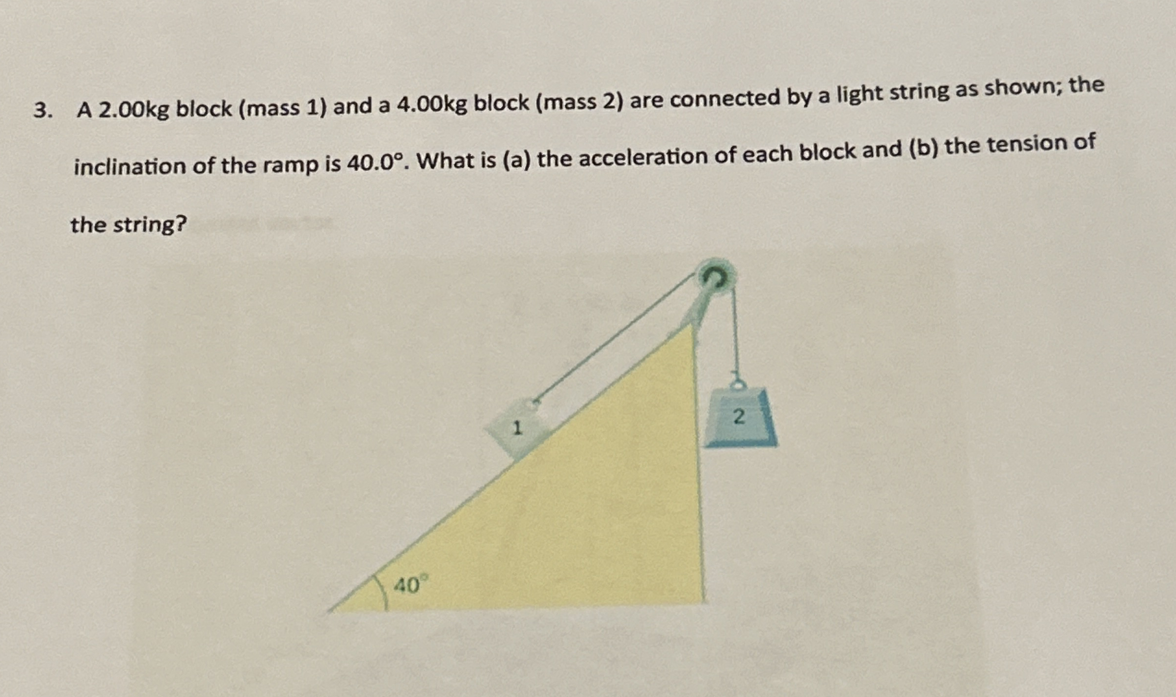 Solved A 2.00 ﻿kg block (mass 1 ) ﻿and a 4.00 ﻿kg block | Chegg.com