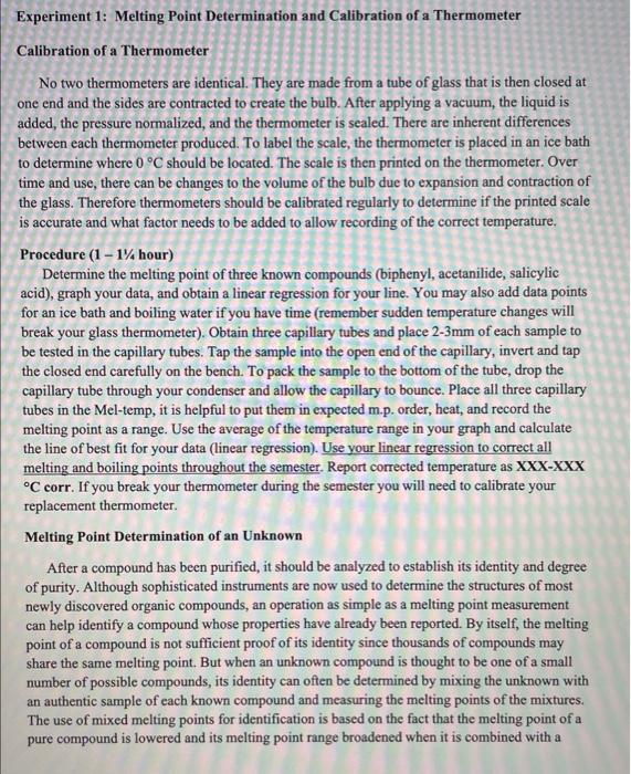 Table 1. Melting points of relevant | Chegg.com