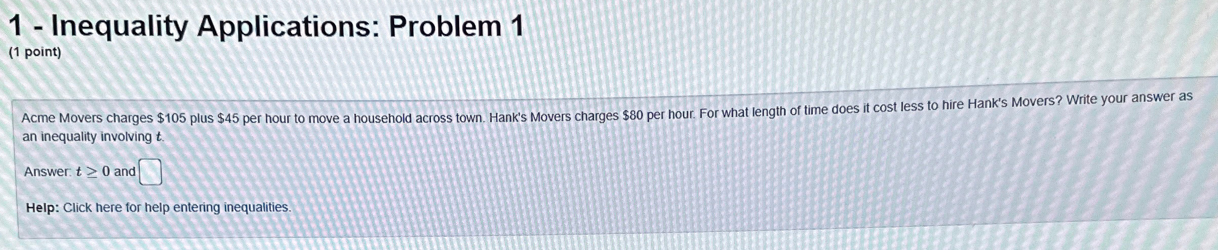 Solved 1 - ﻿Inequality Applications: Problem 1(1 ﻿point) ﻿an | Chegg.com