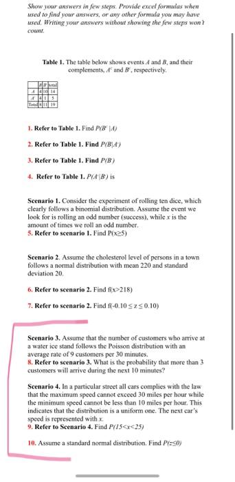 Show your answers in few steps. Provide excel | Chegg.com