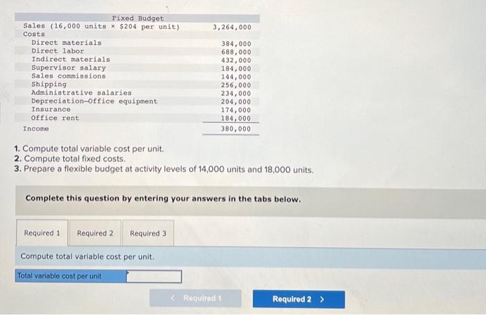 Solved 1. Compute total variable cost per unit. 2. Compute | Chegg.com