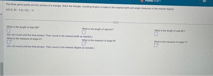 Solved The three given points are the vertices of a | Chegg.com