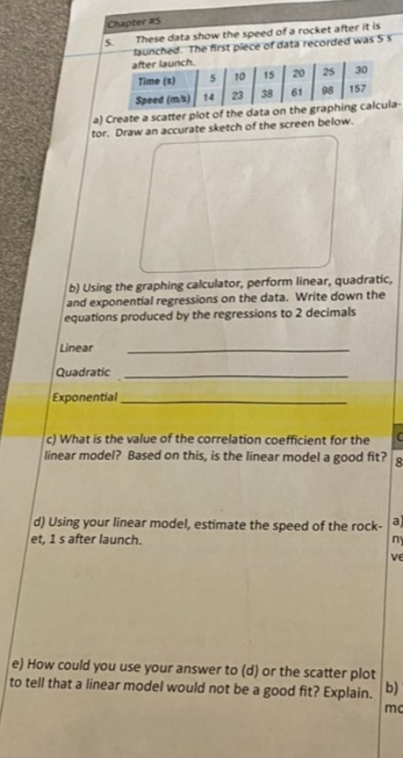 Solved Chapter 355. ﻿These data show the speed of a rocket | Chegg.com