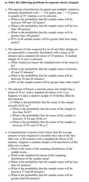Solved IIL. Solve the following problems in separate sheets | Chegg.com