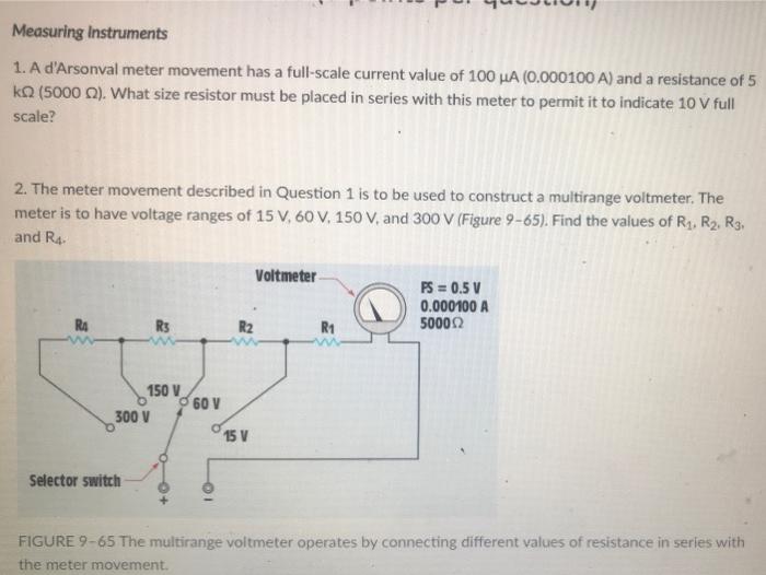 Solved Measuring Instruments 1. A d'Arsonval meter movement | Chegg.com