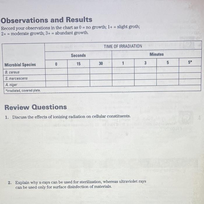 Solved Observations and Results Record your observations in | Chegg.com