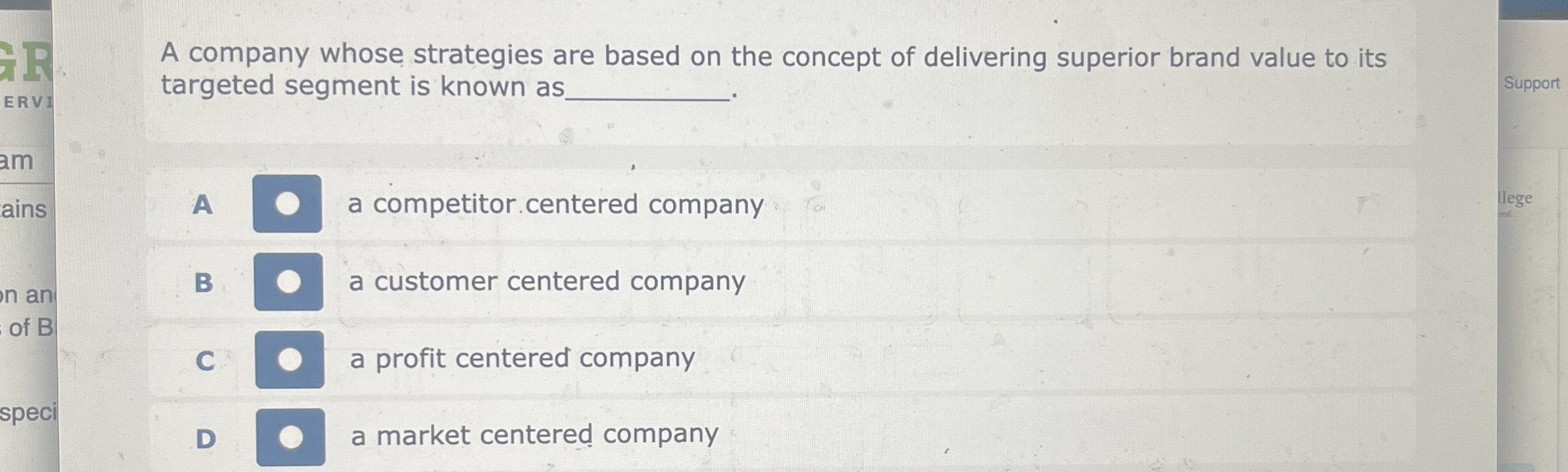 Solved A company whose strategies are based on the concept | Chegg.com