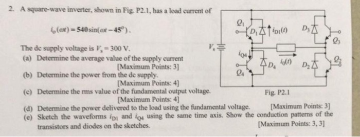 Solved 2. A square-wave inverter, shown in Fig. P2.1, has a | Chegg.com
